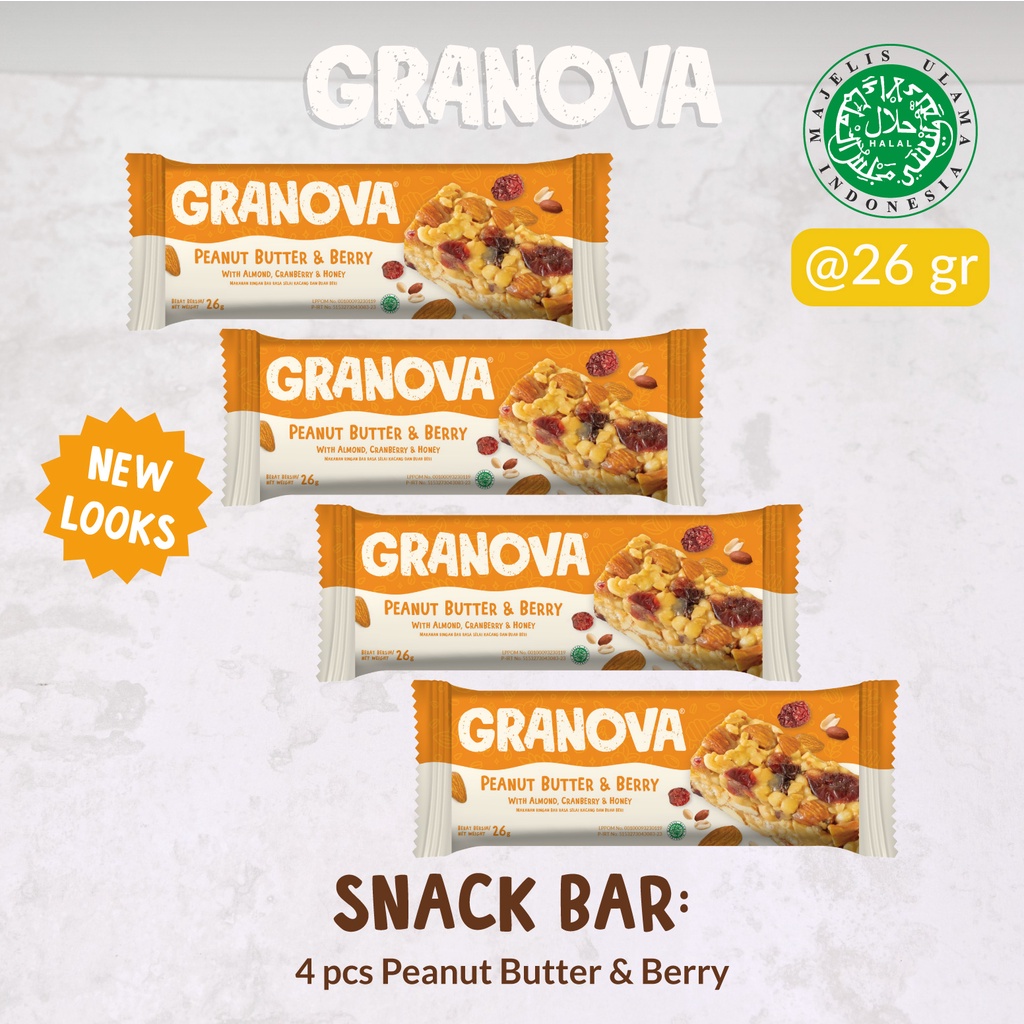 Granova - Granova - Snackbar 26gr x 4 pc (Rasa Original, Peanut Butter ...