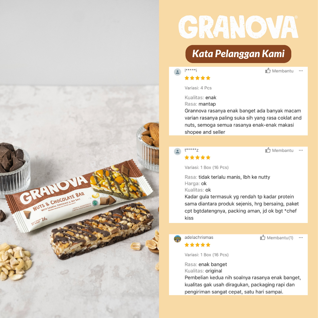 Granova - Granova - Snackbar Nuts & Chocolate 26gr x 16 pcs (Rasa ...