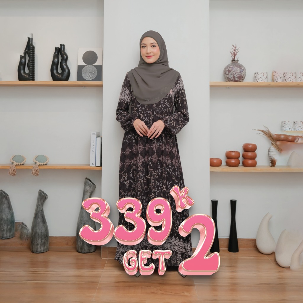 Naishahijrah - Naisha Official - Naisha Lite Alika Dress | Dress Motif Floral Etnic | Gamis ...