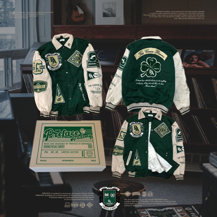 PREFACE WEARHOUSE - The Green Beans Varsity Jacket - Retro Edition