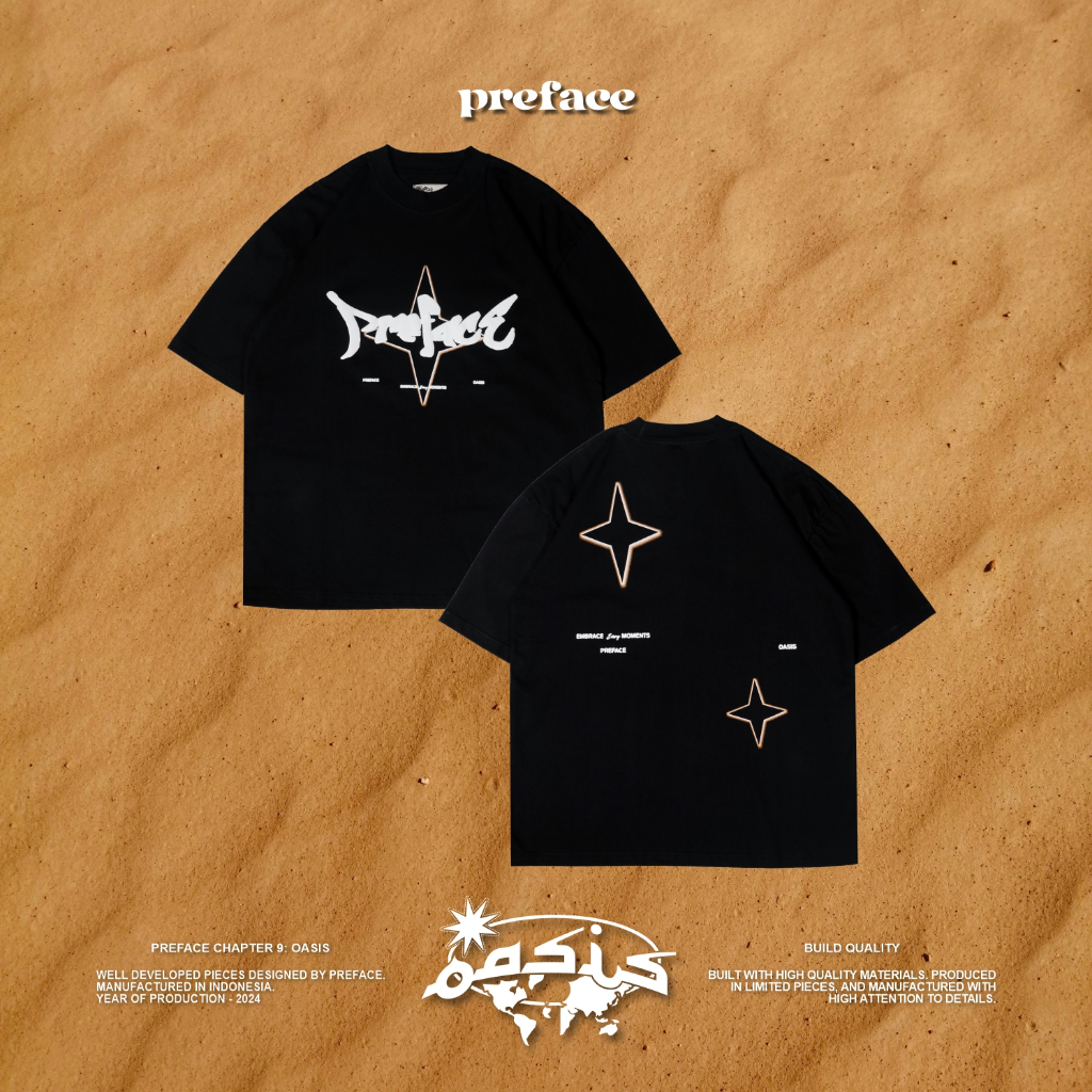 PREFACE WEARHOUSE - Stellar Oasis Black Tee